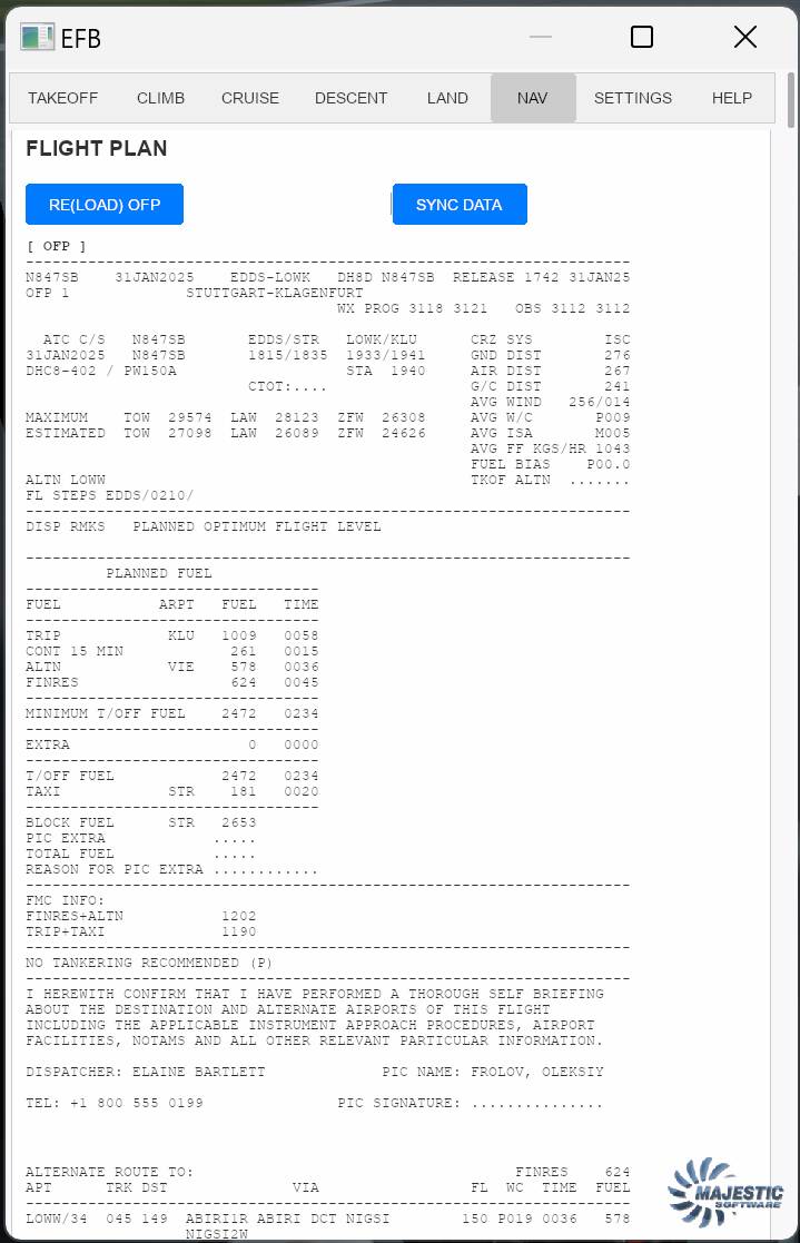 Just Flight - Majestic Software MJC8-Q400 EFB